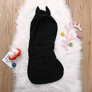 Newborn Baby Bat Sleeping Bag Boys Girls Halloween Cotton Black Wrap Hooded Swaddle Blanket for 0-12 Months (A, 0-6 Months)