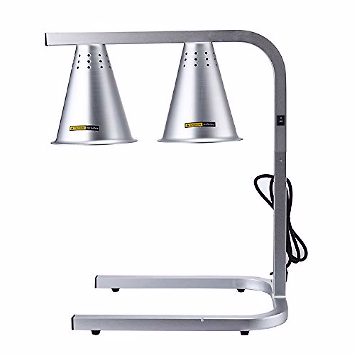 Double Head Food Heat Lamp, With 2 Heat Lamp Bulbs For Food Service Free Standing 120V Commercial And Household Use- Adjustable - Silver Aluminum Material With Scratch-Resistant Finish. By ChefMaid