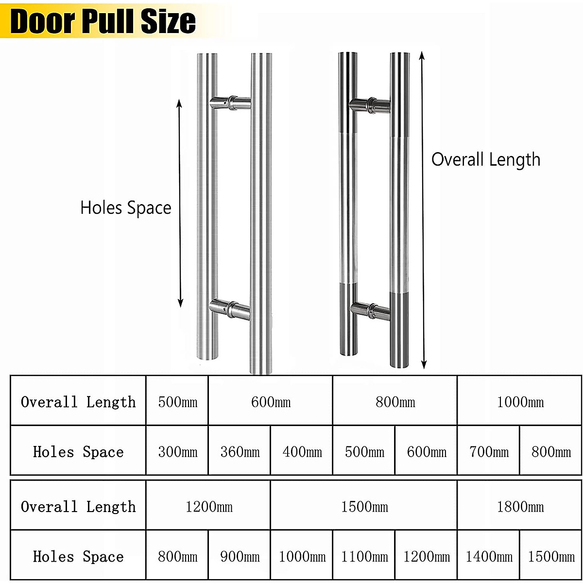 Modern Entry Door Handle Push Pull Door Handle, Double Sided H-Shape Round Handles, Brushed Stainless Steel Interior Exterior Sliding Barn Door Hardware Pulls ( Color : Frosted , Size : 50cm/19.7in -
