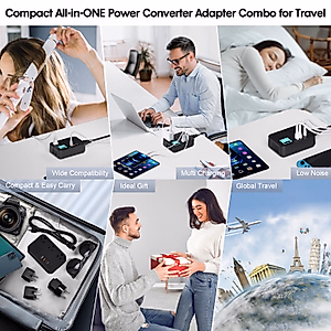 220v to 110v Converter with PD20W+QC18W+2 USB 300W Power Converter Adapter Combo Voltage Converter US to Europe UK AU Asia 180+ Countries Universal Travel Adapter F,C,G,I,A and Storage Bag Included