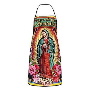 Our Lady of Guadalupe Virgin Mary Aprons for Women Men Two Pocket Chef Suitable Kitchen Creative Cooking Baking Party