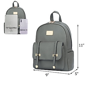 KKXIU Girls 3pcs Fashion Small Synthetic Leather Backpack Purse Cute Mini Bookbag for Women and Teens (Grey)