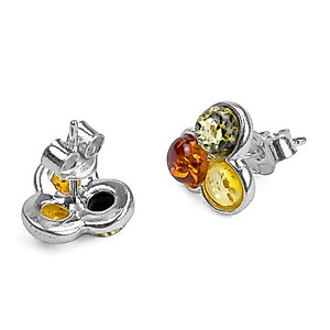Ian and Valeri Co. Multicolor Amber Sterling Silver Fashion Charming Stud Earrings