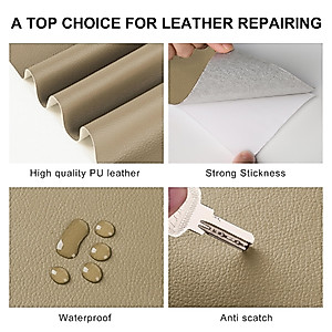 YAFCL Leather Repair Patch for Furniture, 4" x 63" Leather Repair Tape self Adhesive, Leather Repair Patch for couches car seat Sofa Jackets Handbags Medium Beige