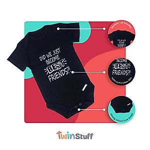 Twin Stuff 100% Cotton Unisex Best Friends Rompers – Cozy and Adorable Matching Outfits for Newborn Identical and Fraternal Twins – Premium Quality – Soft and Comfortable – Sizes 0-3 Months