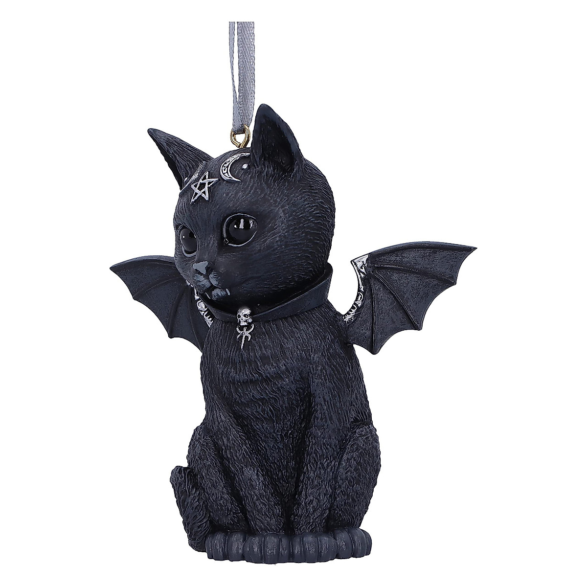 Nemesis Now Cult Cuties Malpuss Hanging Ornament 9.2cm, Resin, Black, Malpuss Winged Occult Cat Hanging Ornament, Bat Cat, Cast in The Finest Resin, Carefully Hand-Painted