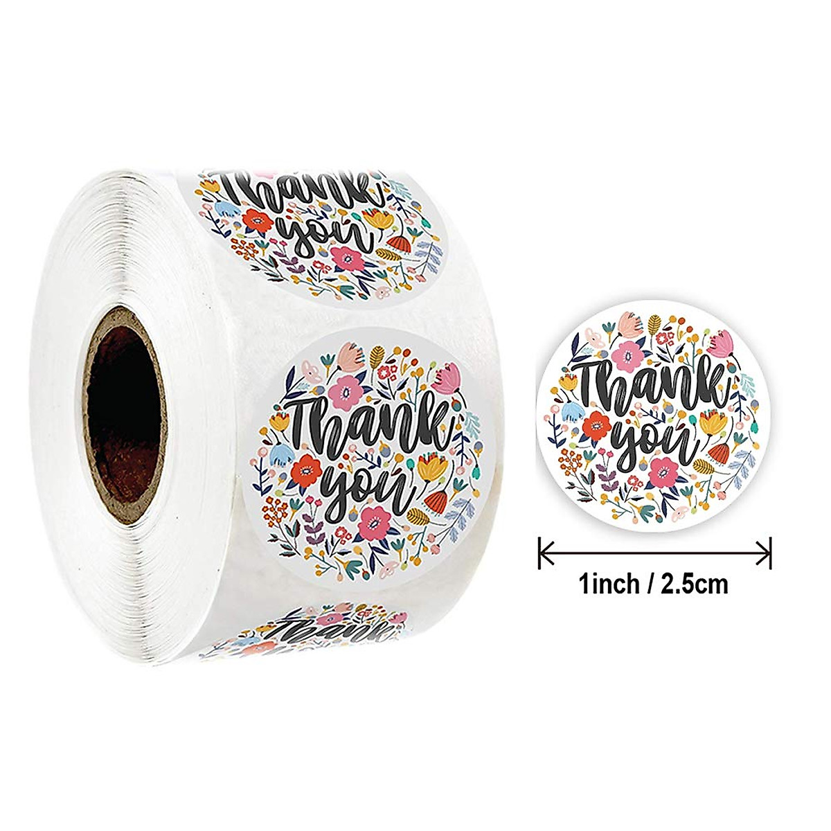 Floral Thank You Sticky Label Water Color Flower Design 500 Labels per Roll for Birthdays 1.0inch for Wedding Birthday Party Business (A7)