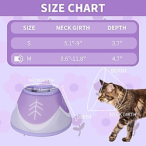 WZ PET Cat Recovery Collar Cone,Adjustable Cat Cone Collar Soft,Cone for Cat After Surgery,Kitten Cone,Purple,M