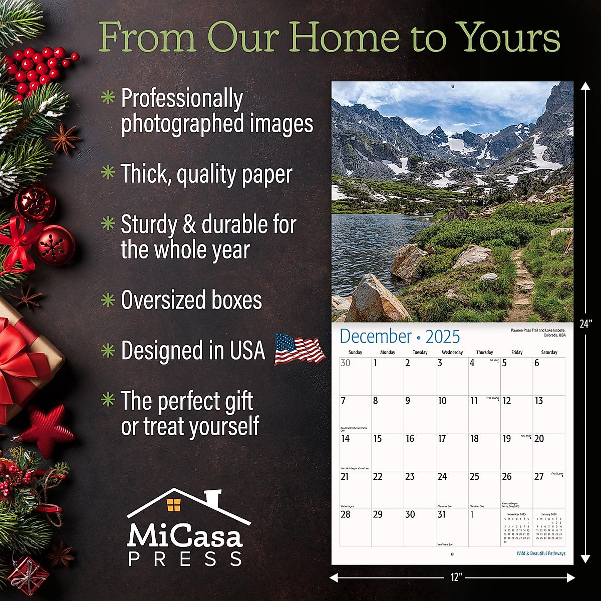 MICASA National Parks 2023 Hangable Monthly Wall Calendar | 12" x 24" Open | Thick & Sturdy Paper | Giftable | Explore Our Protected Lands