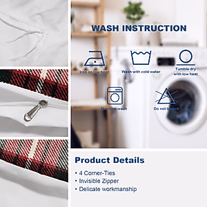 Batmerry Scottish Tartan King Size 3 Pieces Bedding Comforter Sets,Soft Fluffy Square Green Wool Plaid Pattern Printed PolyesterDuvet Cover for All Season