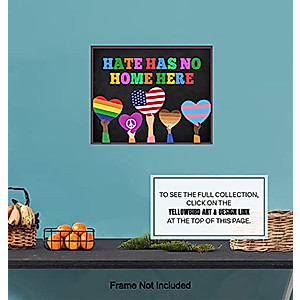 Hate Has No Home Here Flag Sign - Black Lives Matter, LGBTQ, African American, Civil Rights Wall Art Poster, Home Decor, Room Decoration - Gift for Queer, Gay, Bi, Lesbian, Latino, Liberal Democrats