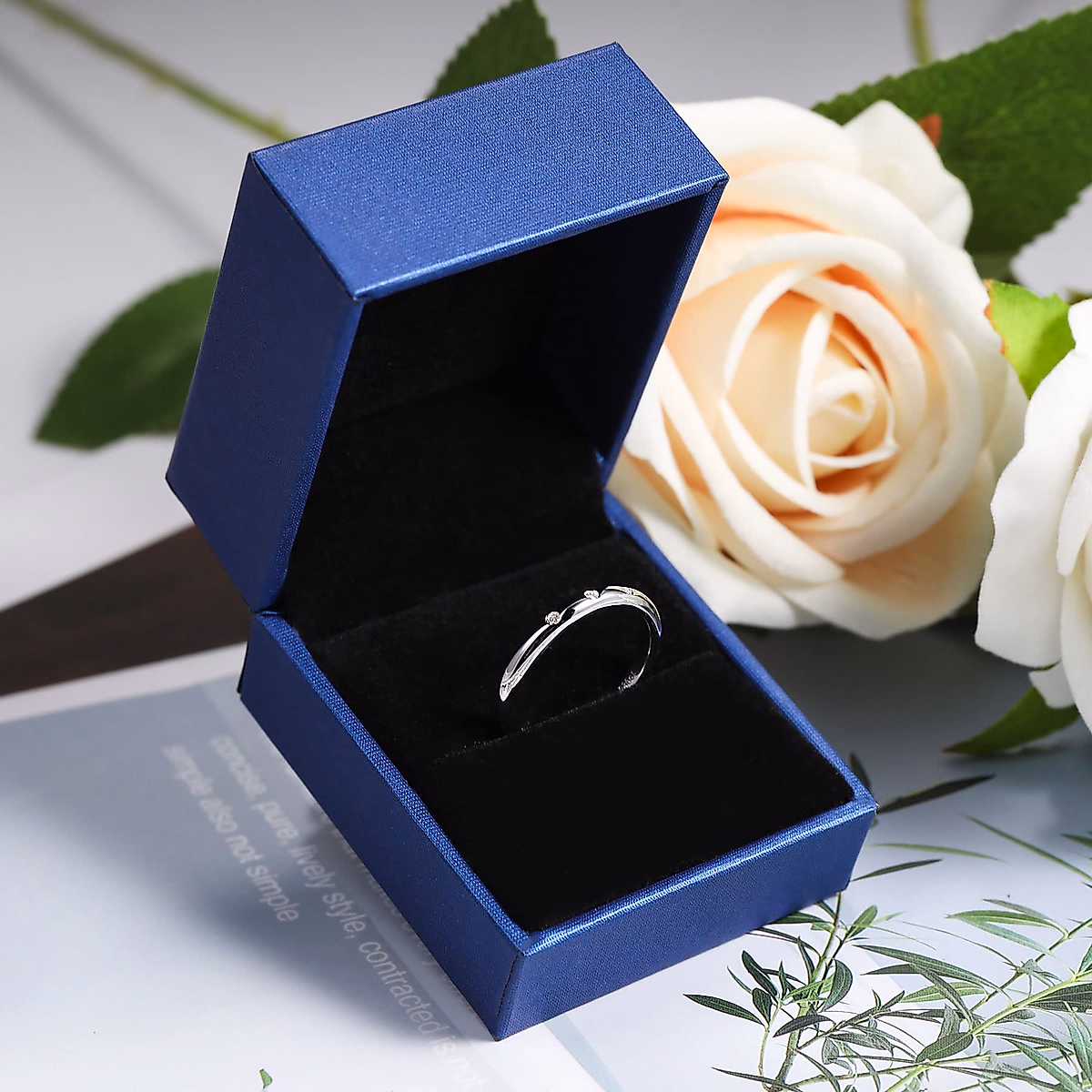 Ladylike Moissanite Wedding Bands Inlay Set Lab Created Diamond Rings 3 Stone Anniversary Rings for Women Valentines Day Gifts 18K White Gold Plated Sterling Silver Moissanite Rings, Size 8.5