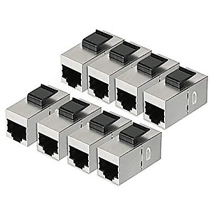 Uptell 8 Packs CAT 6a Keystone Jacks, RJ45 Couplers Female to Female Straight Shielded in-Line Cat6A Cable Network Ethernet Module Silver
