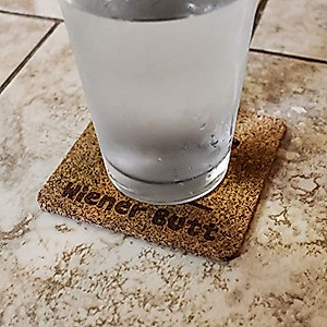 Guess What Wiener Dog Butt Dachshund Funny Low Profile Novelty Cork Coaster Set