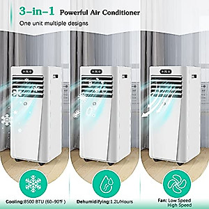 8500 BTU Portable Air Conditioner with Remote Control Cool to 350 square feet, Touch Screen, Portable AC Unit with Cooling, Dehumidifier, Fan 3-in-1