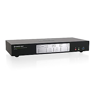 IOGEAR 4-Port 4K Dual View KVMP Switch with HDMI, Audio, UHD 4K@60Hz RGB 4:4:4, USB 3.0 Hub, Audio, Hotkey, Button Switching, PC Monitor Keyboard Mouse Switch for 4 PCs 2 Monitors w/Cables - GCS1944H