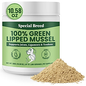 Special Breed Green Lipped Mussels for Dogs & Cats - Premium Joint Supplement Powder for HIPS, Joints, and Muscles (300 Grams, Up to 1,000 Servings)