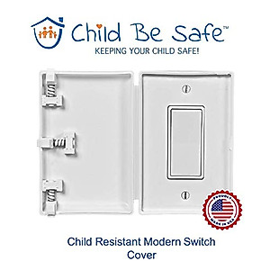 Child Be Safe Baby Toddler Pet Resistant Electrical Safety Cover Guard Home and Business for Decora Leviton Legrand Modern Wide Rocker Light Switch (1 Count, White)