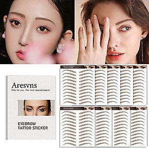 Aresvns Eyebrow Tattoo Sticker 99 Pairs! Fake Eyebrows,Popular Brown Eyebrow Shapes,4D Imitation Eyebrows Waterproof,Eyebrow Transfers Stickers(Only for Women without Eyebrows) Christmas Gift