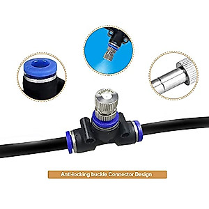 Misting Cooling System,50ft(15M) Misting Line 10 Stainless Steel Mist Nozzles 10 Connector Outdoor Cool Mister for Patio Garden Umbrellas Greenhouse Fan Trampoline Waterpark