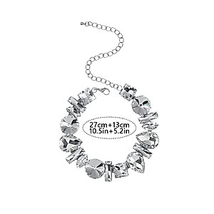 JONKY Crystal Chokers Silver Choker Necklace Rhinestone Neck Chain Bling Neck Jewelry Prom Accessories for Women