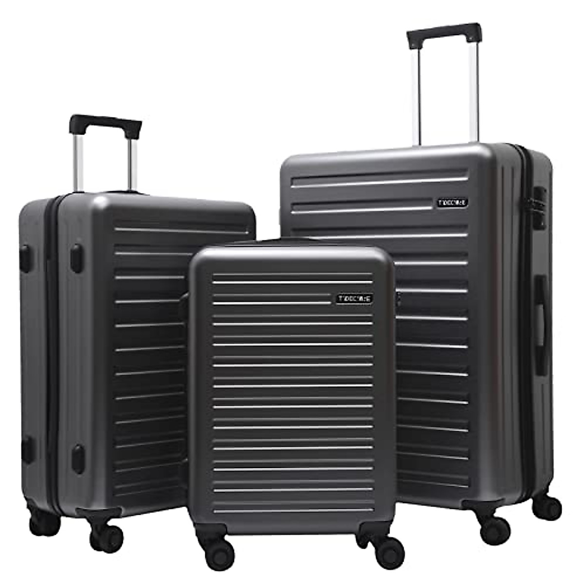 TydeCkare Luggage Sets 3 Piece (20/24/28) ABS+PC Suitcase Hardshell Lightweight Carry Ons with TSA Lock & Spinner Silent Wheels, Convenient for Trips, Gray