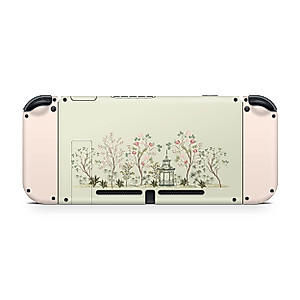 Tacky Design Japanese Cherry Blossom Skin Compatible with Nintendo Switch Skin Wrap Cover, Beige Color Skin for Nintendo Switch Stickers, Premium Vinyl 3M Full Wrap Decal