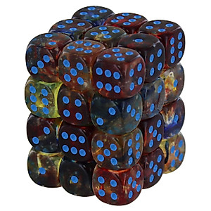 Chessex Nebula 12mm d6 Nocturnal/Blue w/Luminary Dice Block (36 dice),Orange