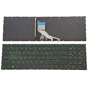 New Green Font English Backlit Laptop Keyboard (Without palmrest) for HP Pavilion Gaming 15-ec 15Z-EC000 15-EC0001CA 15-EC0003CA 15-EC0010NR 15-EC0013DX 15-EC0095NR 15-EC0751MS Light Backlight