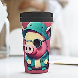 WANGZHAO Cute Pig Print Double Wall Stainless Steel Vacuum Insulated Tumbler Cup Home Thermal Cup