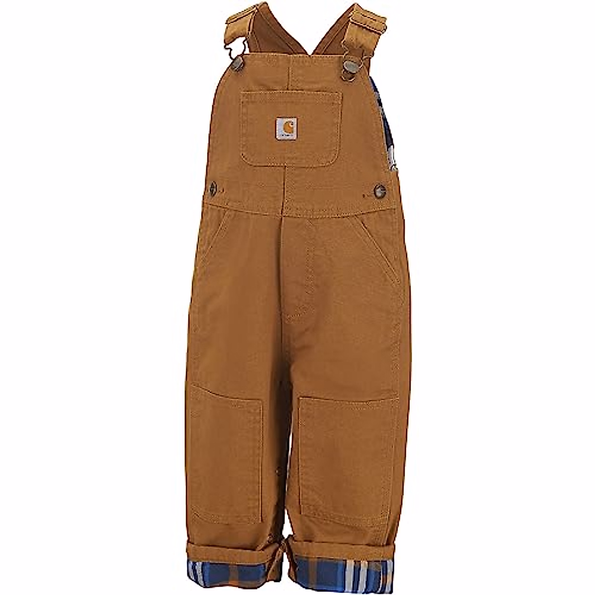 Carhartt Baby Boys' Canvas Overall Flannel Lined, Brown, 12 Months