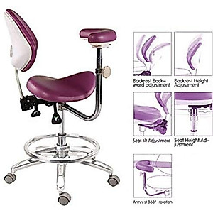 Global-Dental Saddle Chair Office Stool Dentist's Doctor's Assistant's Deluxe Chair PU Leather