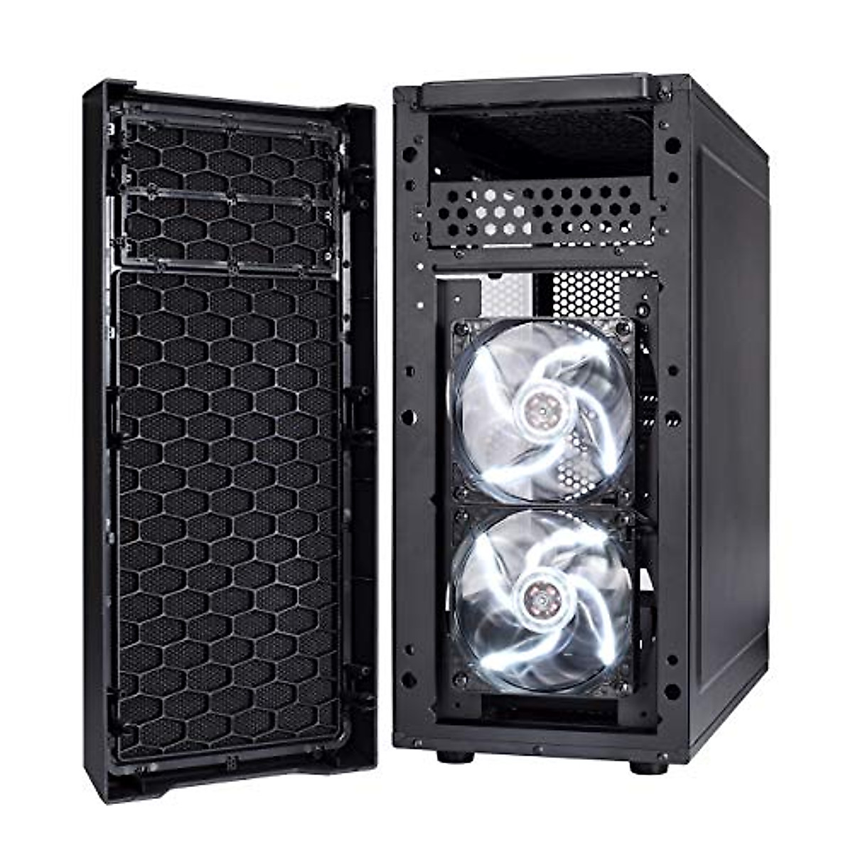 Fractal Design Focus G - Mid Tower Computer Case - ATX - High Airflow - 2X Fractal Design Silent LL Series 120mm White LED Fans Included - USB 3.0 - Window Side Panel - Black