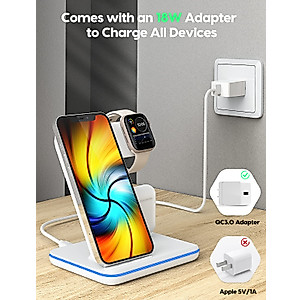 Wireless Charging Station, 2023 Upgraded 3 in 1 Wireless Charger Stand with Breathing Indicator Compatible with iPhone 14/13/12/11 Pro/XS, AirPods 3/2/1/pro 2, iWatch Series 8/7/6/5/4/3/Ultra