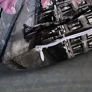 Emvency Throw Pillow Cover Oil Painting Paris European City Landscape France Eiffel Tower Black White and Pink Modern Couple Under Decorative Pillow Case Home Decor Square 18x18 Inches Pillowcase