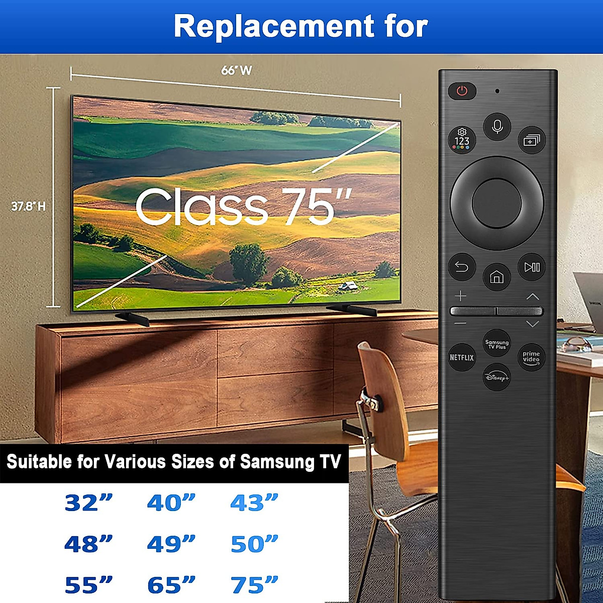 Voice Remote Control Replacement for Samsung Smart TV Remote Controller with Voice Function, Replacement for Samsung Crystal UHD QLED 4K 8K Smart TVs(2020/2021/ 2022) (BN59-01385A)