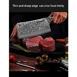 SANMUZUO Chopping Knife - 7 inch Cleaver Knife- Xuan Series - VG10 Damascus Steel Kitchen Knife - Resin Handle (Jade Green)