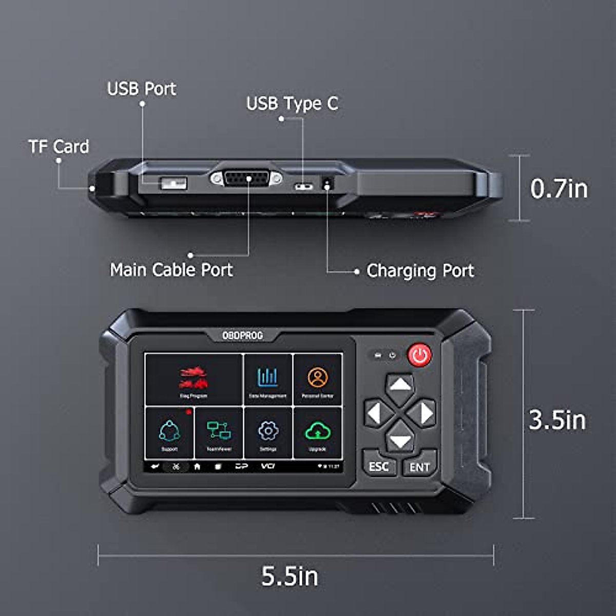 Motorcycle Diagnostic Scan Tool, OBDPROG Moto 100 Full System Scanner for Harley Honda Yamaha Victory Indian Polaris Brp, Engine ABS TPMS Auto Scan Code Reader, Oil Light Reset, 5.0 Touch Screen