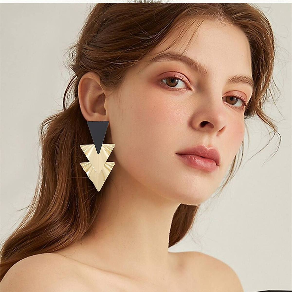 TIANBANGSHI Triangle Statement Drop Dangle Earrings Gold Thin Wire Irregular Geometric Earrings square Earrings For Women Fashion Jewelry Gifts (Gold-1)