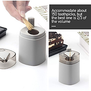 Toothpick Holder Dispenser, Pop-Up Automatic Toothpick Dispenser, Toothpick Storage Box (Grey)