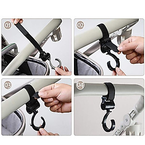 Stroller Hooks for Hanging Diaper Bags Baby Stuff Organizer Groceries Purse Mommy Hook Stroller Accessories for Mom When Jogging Walking or Shopping Pack of 2-Black LLUFO