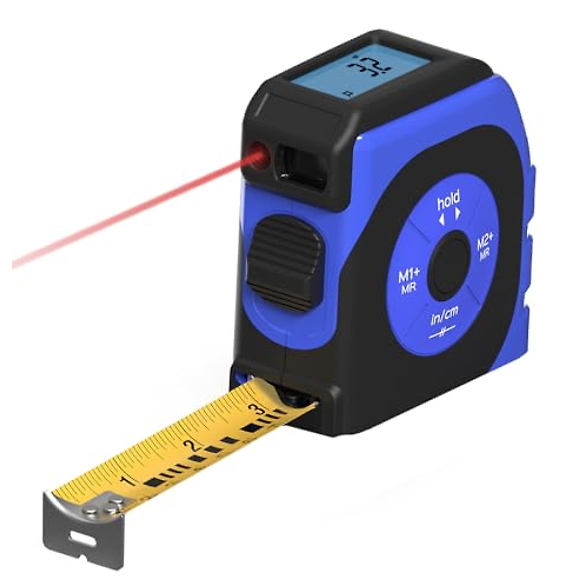 KOISS K4TM 3-in-1 Digital Measuring Tape with Laser, 130FT Laser Measurement Tool, 16FT Tape Measure, Real Time Digital Screen with Backlight, 3 Memory Functions, Rechargeable Battery