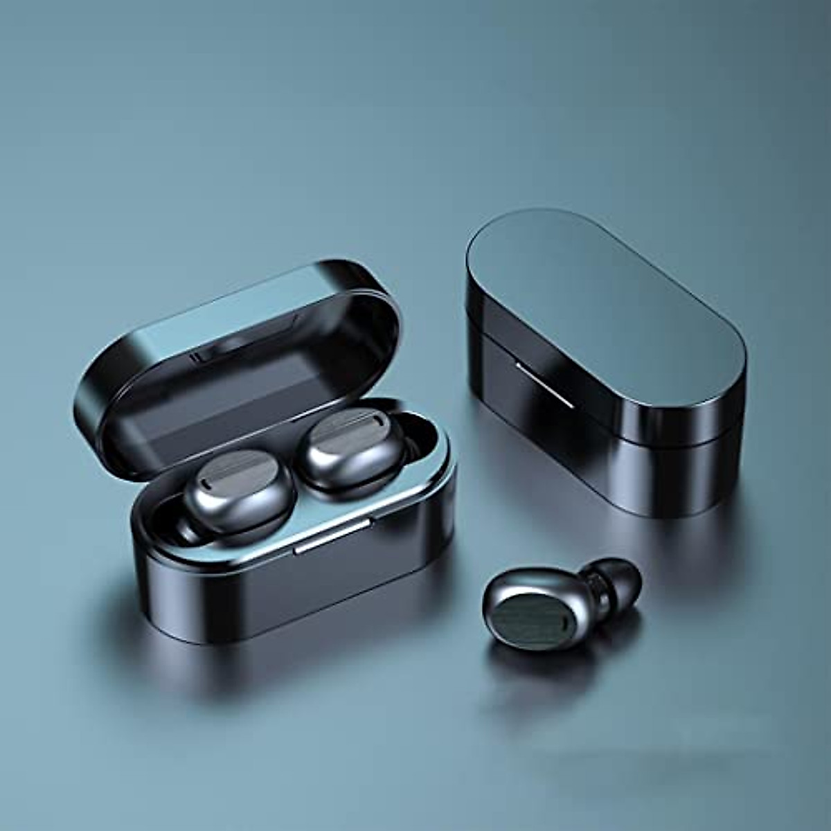 SZDYR A2 Bluetooth 5.1 Mini Wireless Earbuds with Charging Case IPX5 Waterproof Stereo Headphones in Ear Built in Mic Headset Immersive Premium Sound Noise Cancelling Earbuds (Black)