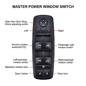 SYKRSS Master Power Window Switch Front Left Driver Side Compatible with 2009 2010 Dodge Journey 2008-2012 Jeep Liberty 2008-2012 Dodge Nitro Replaces 4602632AC