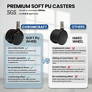 Chromcraft Set of 4 Caster Swivel Tilt Dining Chairs, Luxe Casual Wooden Arm All-Metal Pedestal Base Chairs with Rolling Wheels for Kitchen(Fonzo Marble-Chestnut Oak)