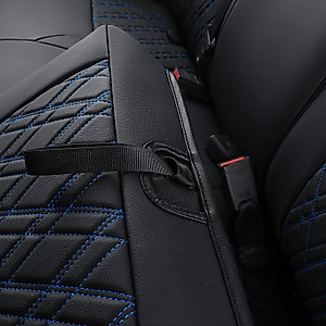 LUCKYMAN CLUB Tacoma Seat Covers, Fit for 2016-2023 Tacoma Crew Double Cab SR SR5 TRD Sport TRD Off-Road TRD PRO Limited with Water Proof Faux Leather(Full Set 2016-2023, Black&Blue)