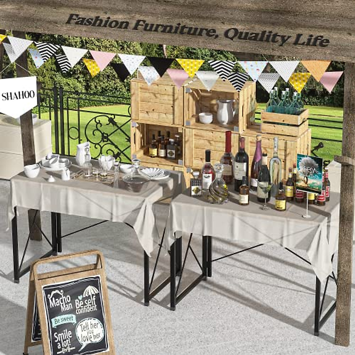 Shahoo Computer Desk 39 Inch, Folding Writing Table No Assembly, Sturdy Small Home Office Desktop, Firewood