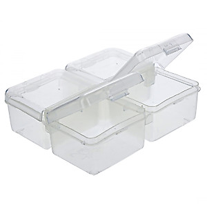 ToolTreaux Clear 4 Compartment Plastic Pop Top Storage Organizer