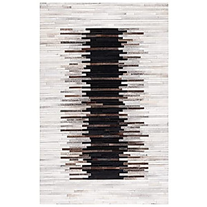 Safavieh Studio Leather Collection 4' x 6' Grey/Brown STL818F Handmade Modern Natural Hide Area Rug