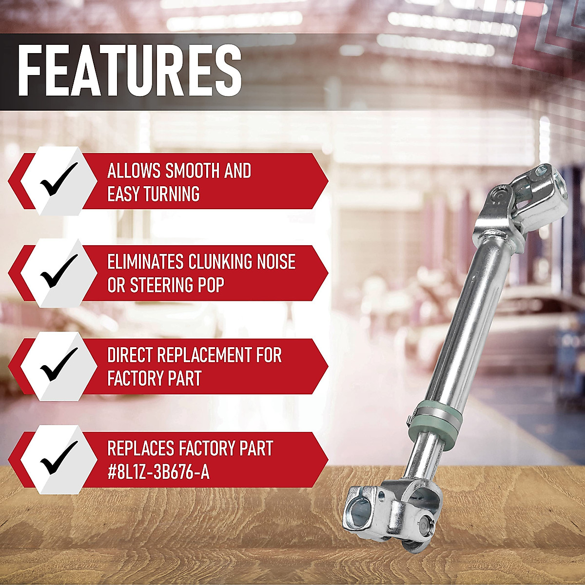 Intermediate Steering Shaft with U Joint Coupler - Replaces 8L1Z-3B676-A - Compatible with Lincoln Navigator and 2009-2014 Ford F150 and 2007-2014 Expedition